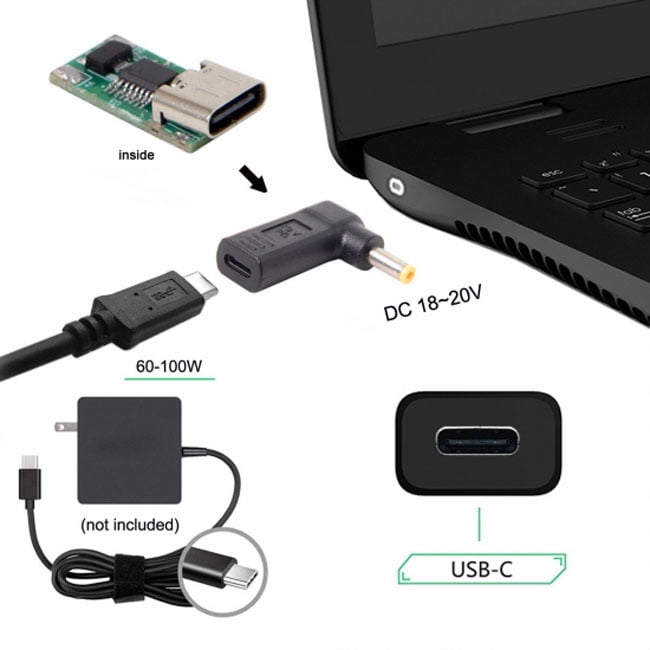 JSER USB 3.1 Type C USB-C to DC 19V 5.0*1.0mm Adapter PD Emulator ...
