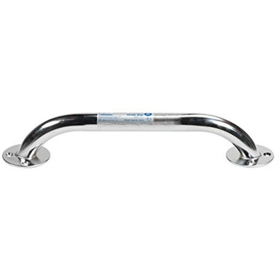 Dynarex Chrome Knurled Grab Bar-12 Inch, Stainless Steel with Textured ...