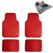 FH Group Diamond Pattern Floor Mats Leather For Car SUV Van Red w/ Gray ...