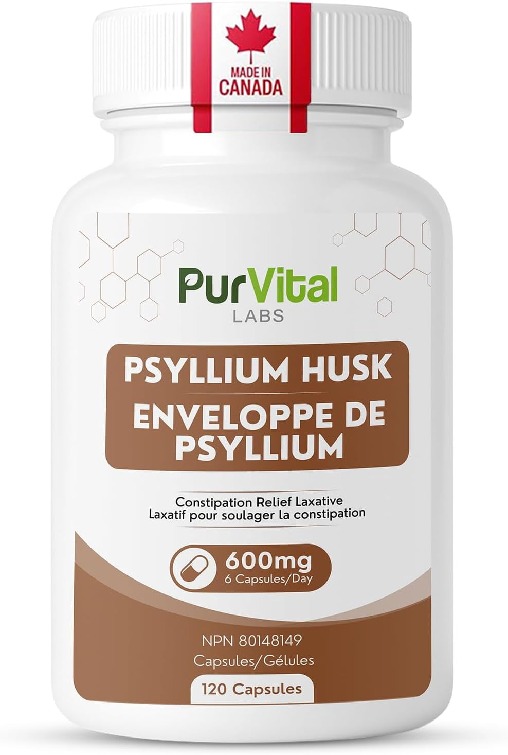PurVital Labs Psyllium Husk Capsules 600mg - Walmart.ca