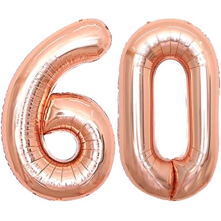 Rose Gold 60 Number Balloons Giant Jumbo Number 60 Foil Mylar Balloons ...