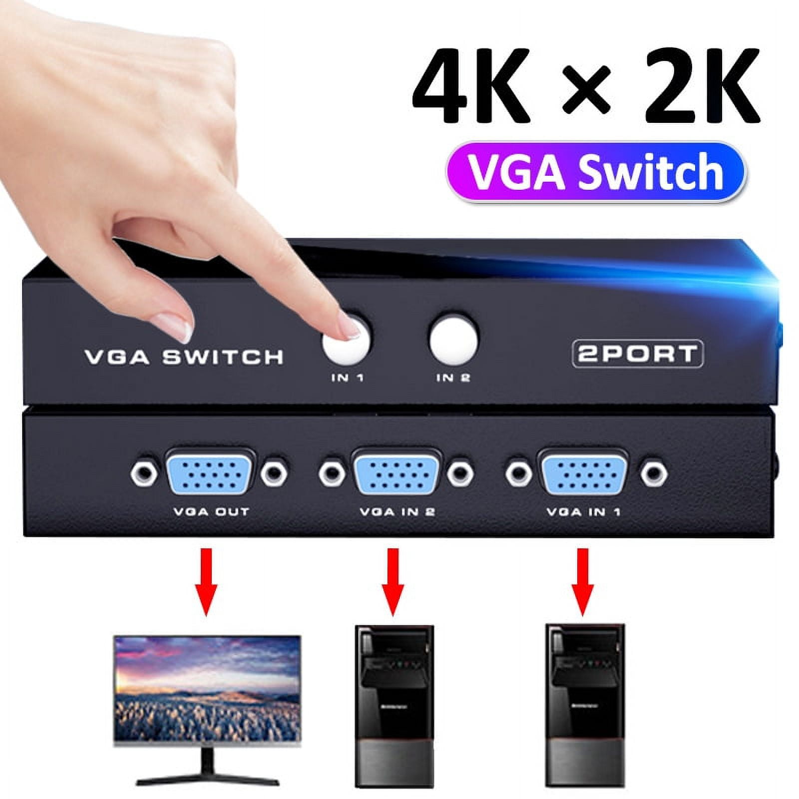 2-in-1 VGA Switcher & Splitter: Projector, PC, TV, Monitor & Laptop ...