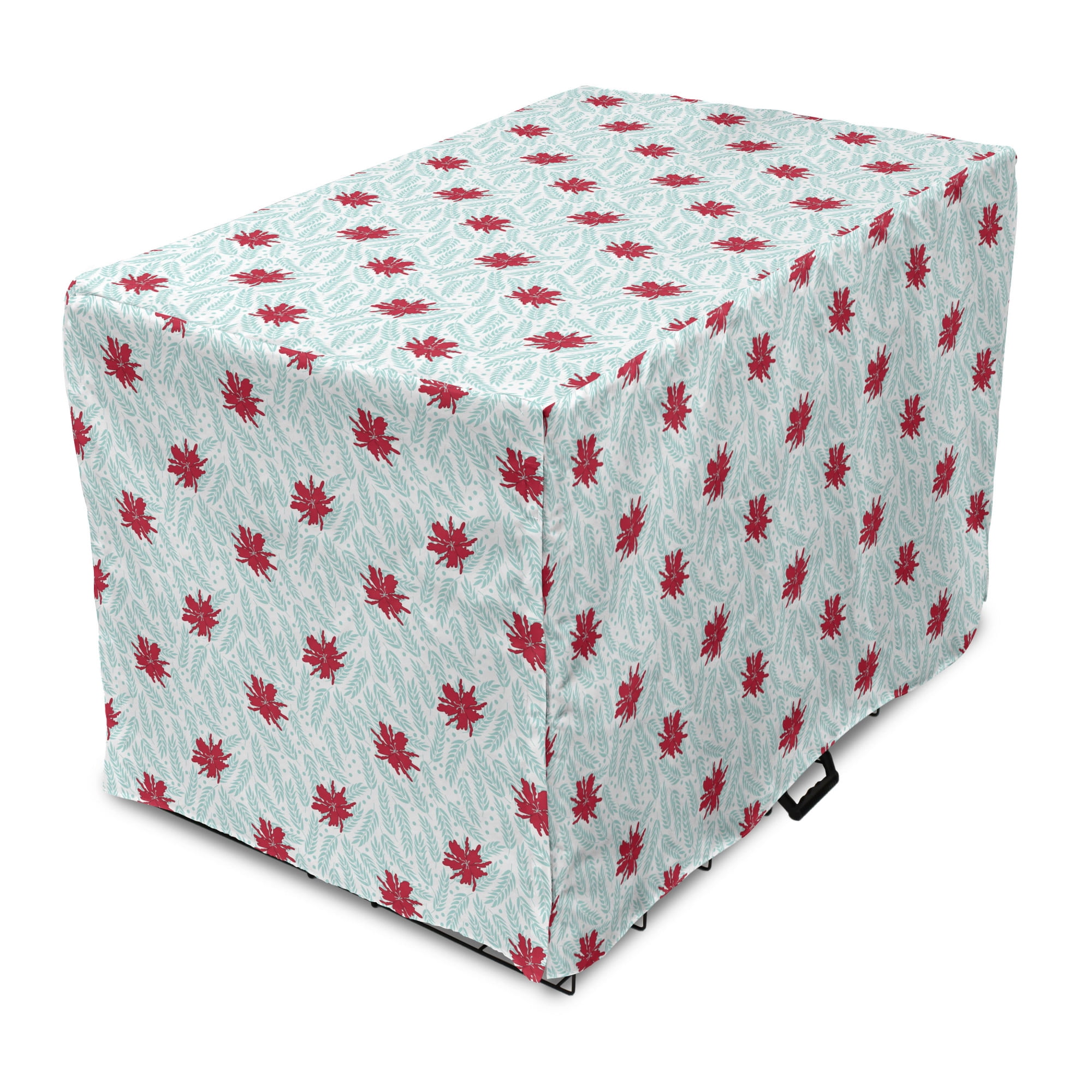 Floral Dog Crate Cover, Winter Blooms on Icy Wheat Field Foliage ...