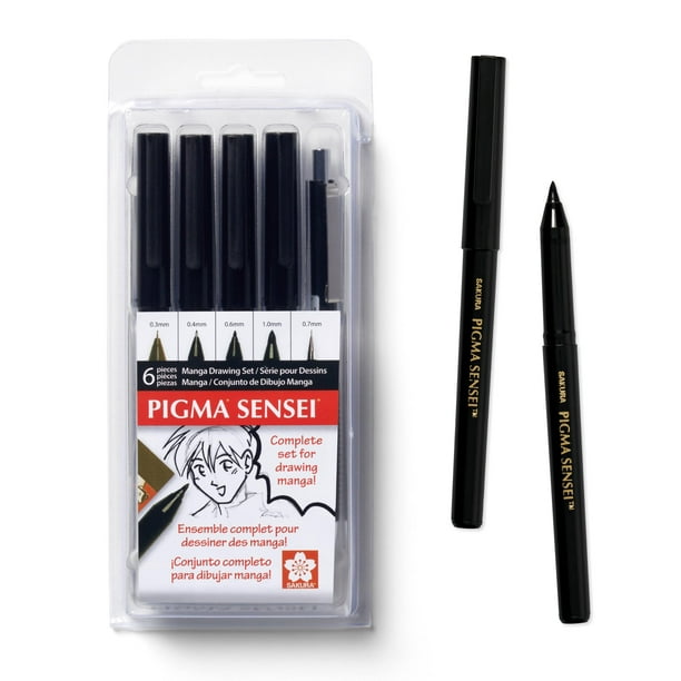 Kit de dibujo manga Sakura Pigma Sensei con lápiz y goma de borrar, 6 ...
