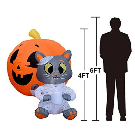 Joiedomi 4 FT Tall Halloween Inflatable Mummy Cat Wrapped with Toilet ...
