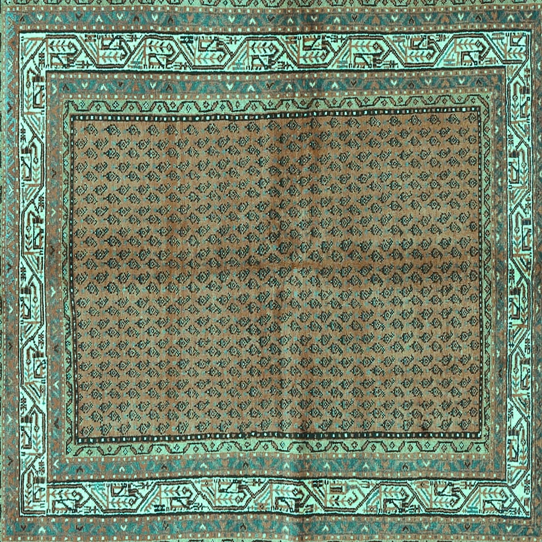 Ahgly Company Indoor Square Persian Turquoise Blue Traditional Area ...