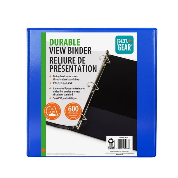 PEN+GEAR 3" DURABLE VIEW BINDER, Slant D-Ring, BLUE, PG DV 3`` BDR BLU ...