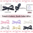 24Pcs 6 Colors Alloy Stud Earrings Findings Bowknot with Loop and ...