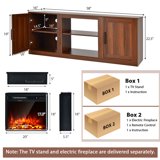 Costway 58'' Fireplace TV Stand Entertainment Console W/ 18'' Electric ...