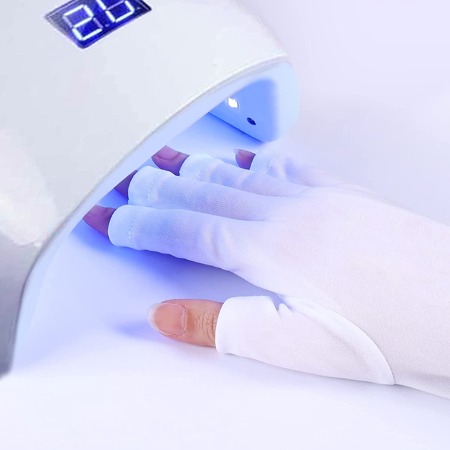 UV Glove for Gel Nail Lamp Professional Gel Manicures Gloves Fingerless ...