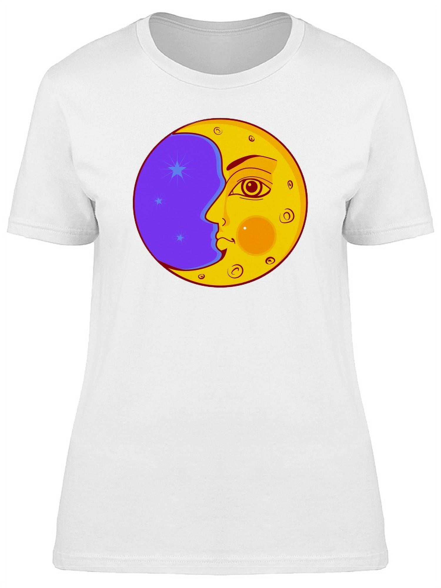 Half Moon With Face T-Shirt Women -Image by Shutterstock, Female Large ...