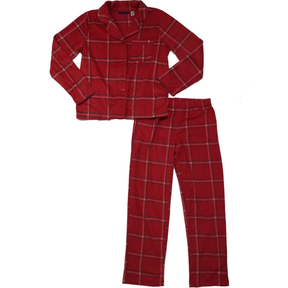 Simply Styled - Womens Fuzzy Red & Gray Checker Plaid Print Pajamas ...
