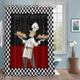 Abstract Shower Curtain for Bathroom, Cartoon Style Chef Bread White ...