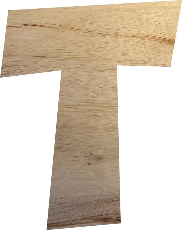 Unfinished Wooden Craft T, Wood Letter 18'' Tall Wall Hanging Sign ...