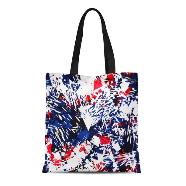 NUDECOR Canvas Tote Bag Red Blue Black and White Spots Triangular ...