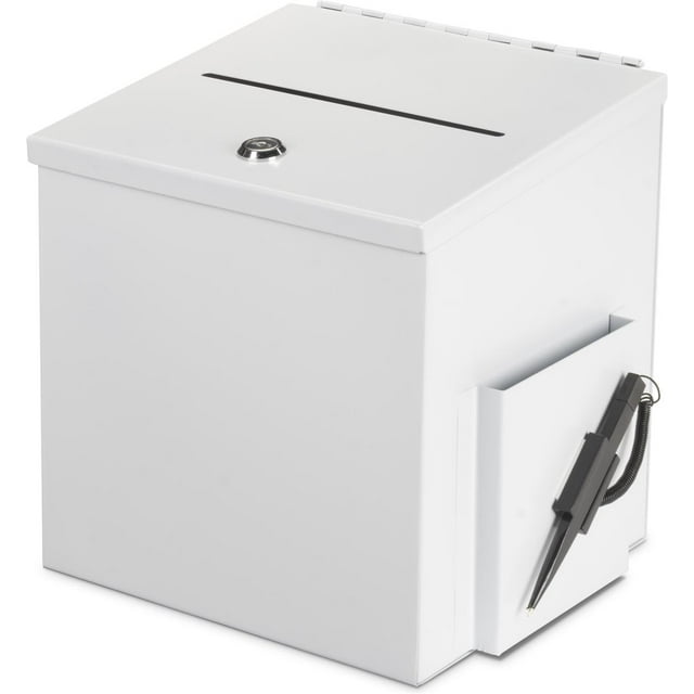Metal Suggestion Box, Locking, Wall or Counter Mount, White Finish ...