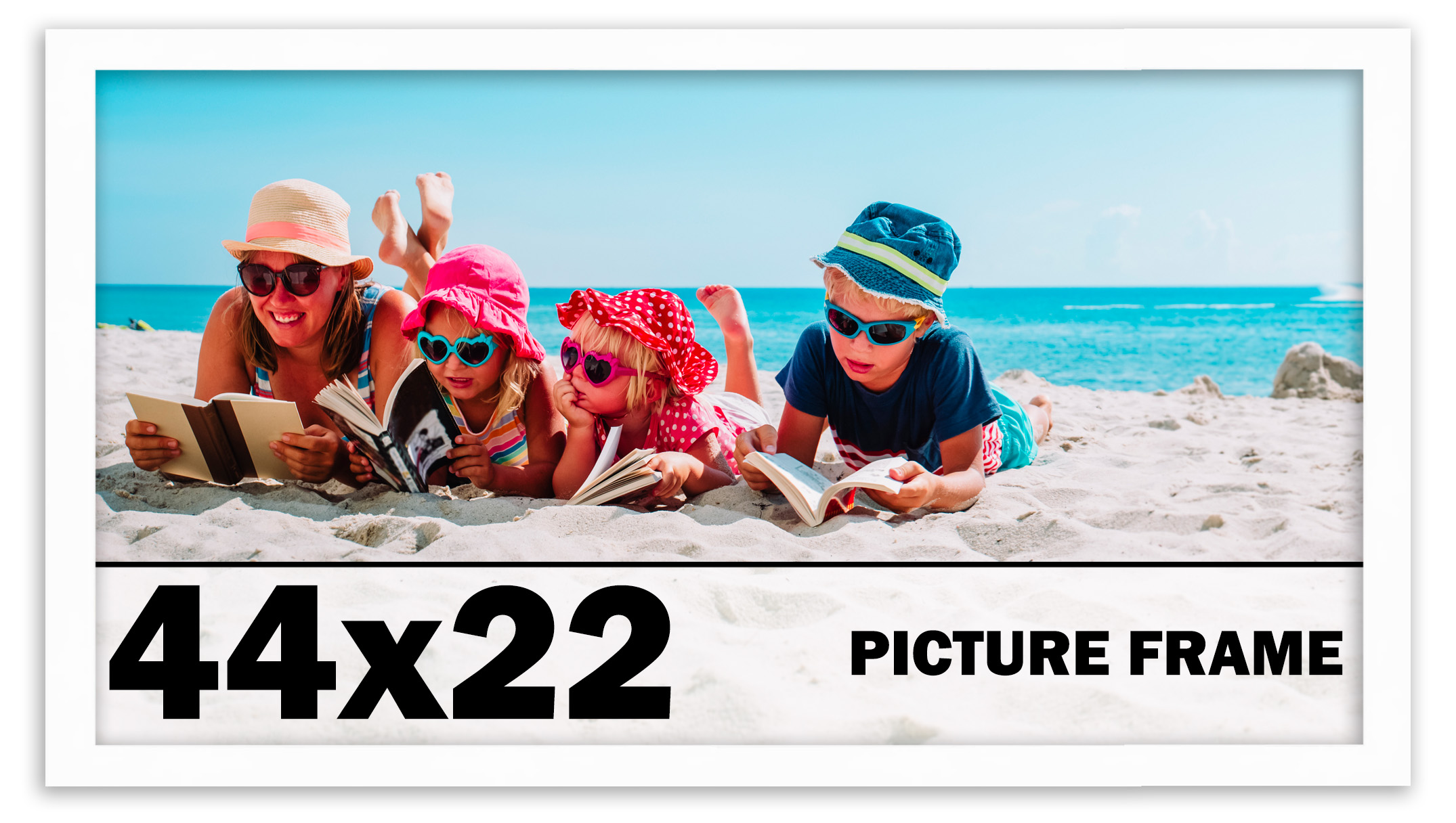 44x22 Frame White Solid Wood Picture Frame Includes UV Acrylic Shatter ...