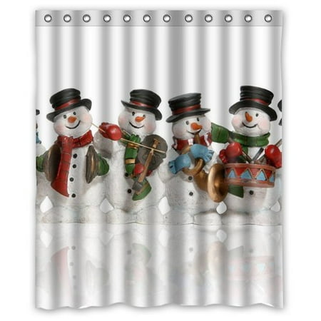 GreenDecor Best Winter Snowman Waterproof Shower Curtain Set with Hooks ...