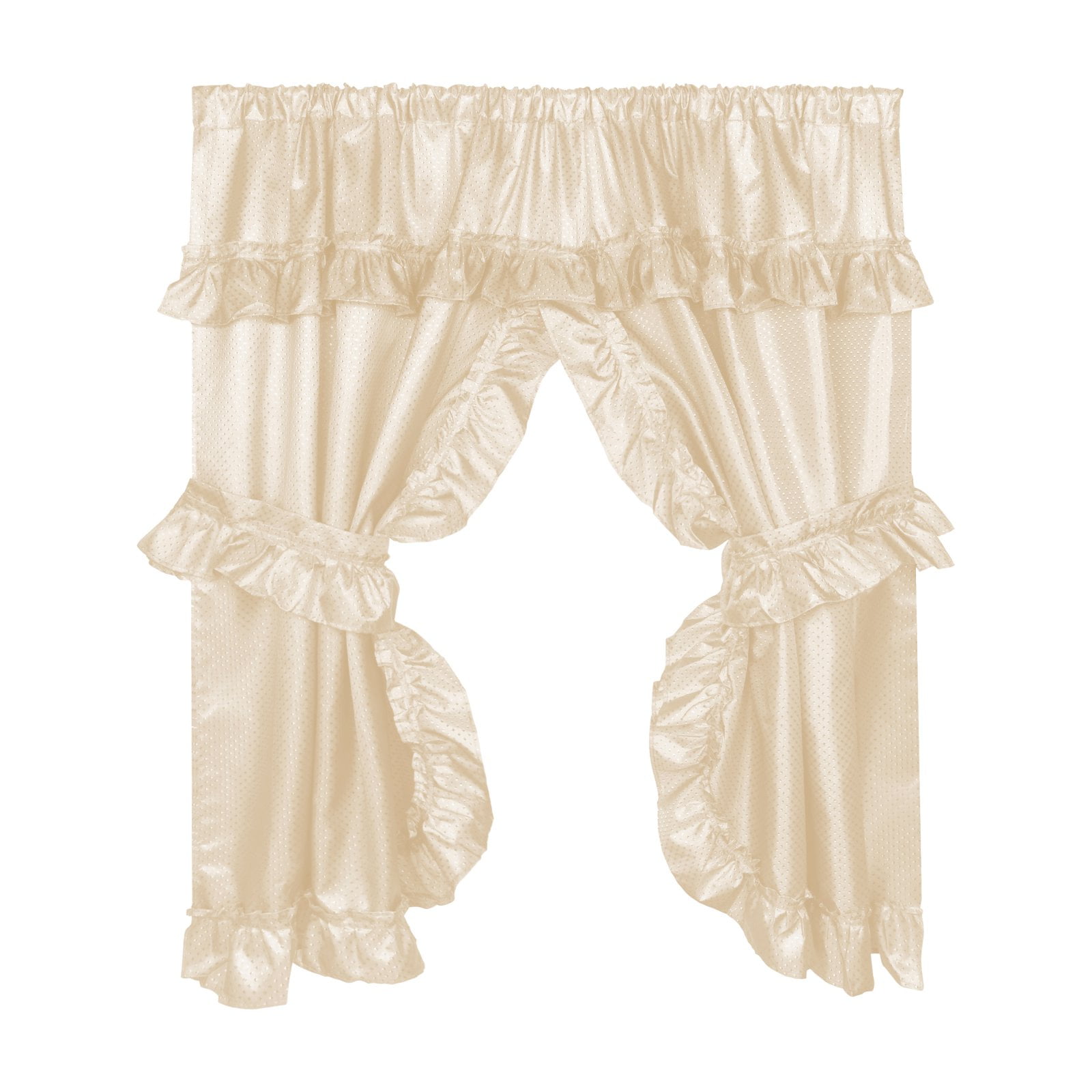 "Lauren" Window Curtain with Ruffled Valance, Ivory - Walmart.com