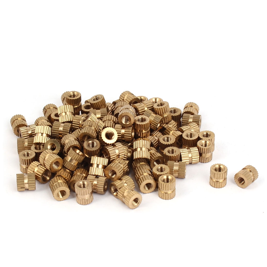 M4 x 8mm Female Thread Brass Knurled Threaded Round Insert Embedded ...