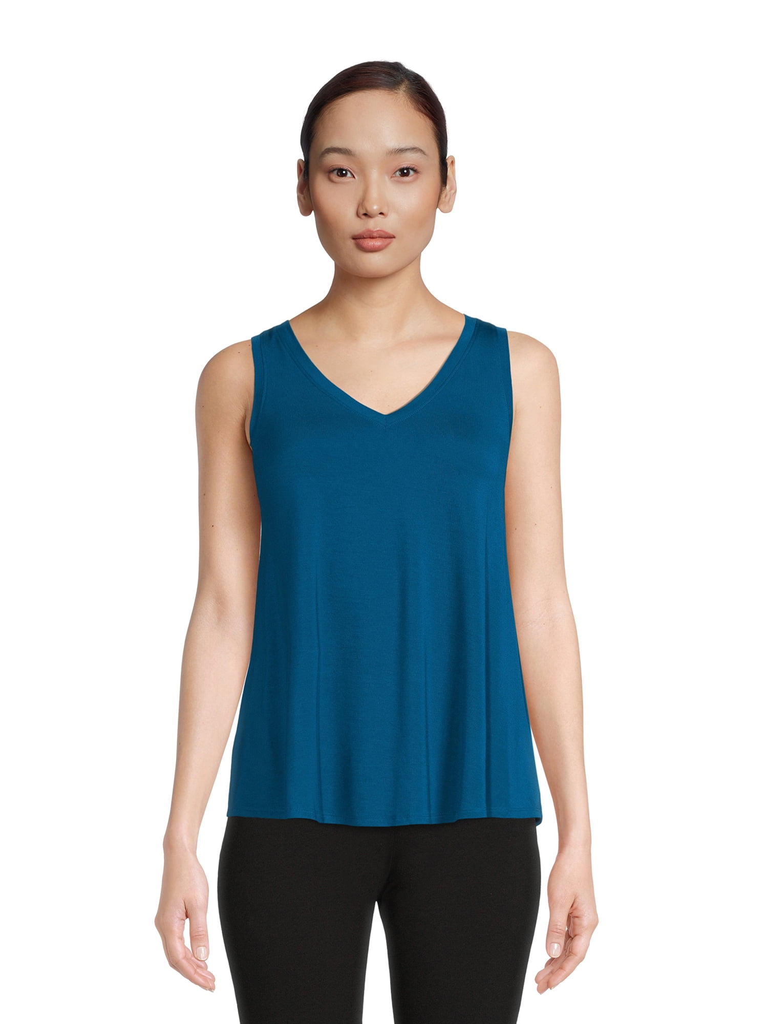 Time and Tru Women's High Low V-Neck Tank Top - Walmart.com