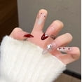 Autumn and winter new handmade medium oval wearing nail art red French ...