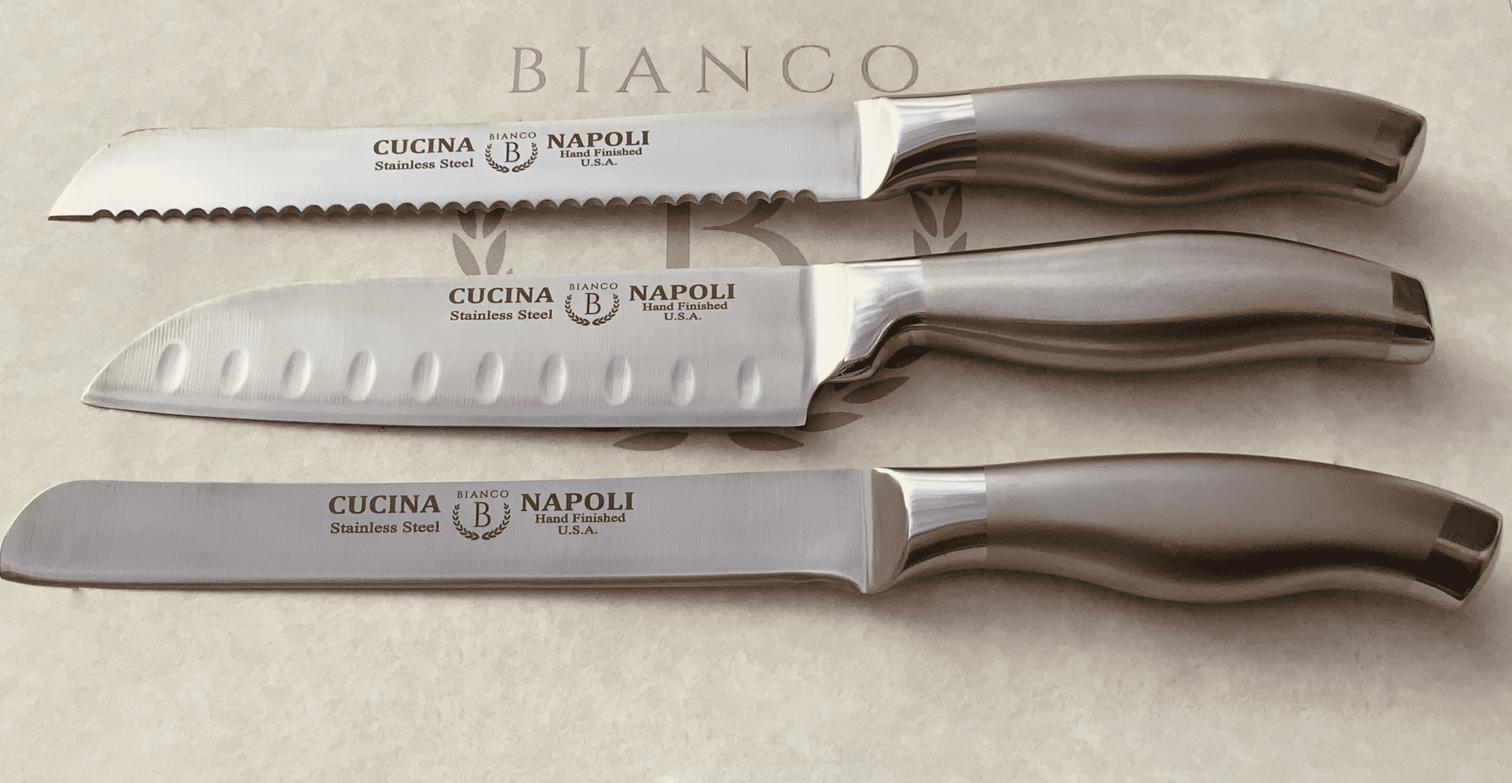 Cucina Napoli Professional 3 Piece Knife Set, "Made In USA!" SOLID ...
