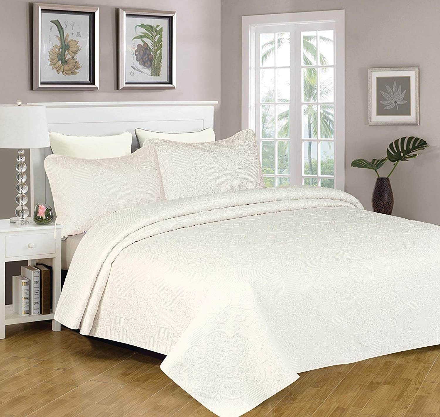 Sapphire Home 3-Piece Full/Queen Oversize Bedspread Coverlet Bedding ...