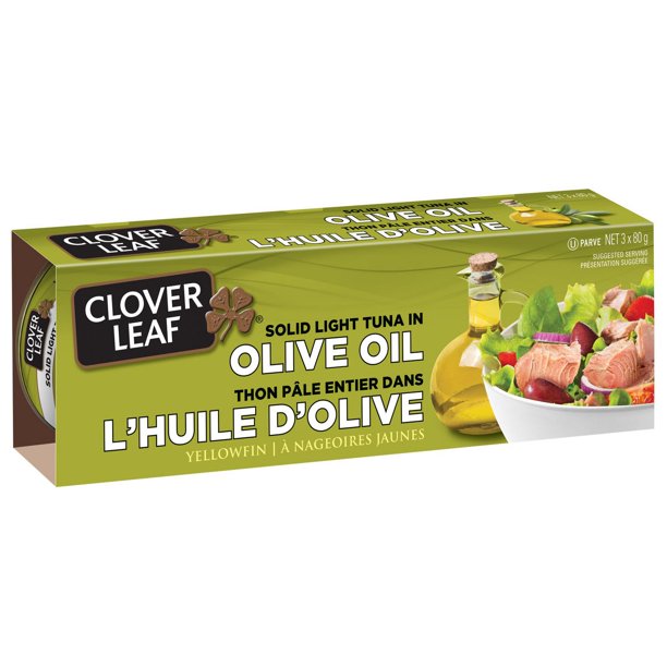 Clover Leaf Solid Light (Yellowfin) Tuna in Olive Oil, 3 x 80 g ...
