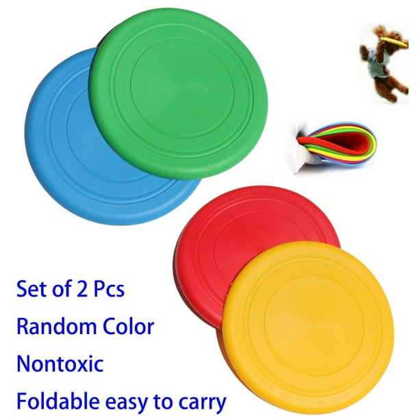 2 Pcs Flying Disk Rubber Frisbee Dog Toy Throw Fetch Training Plate ...