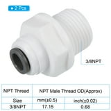 1/4" Tube to 3/8NPT Male Push to Connect Fittings, 2 Pack Straight White - Walmart.com