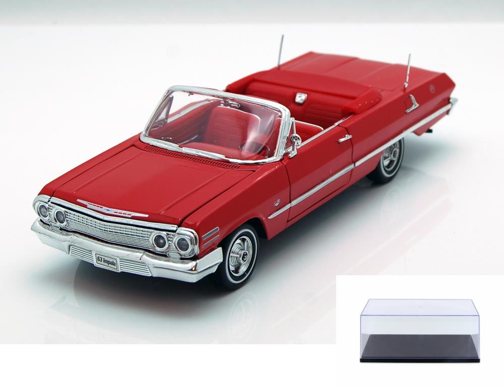 Diecast Car & Display Case Package - 1963 Chevy Impala Convertible, Red ...