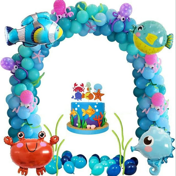 Sea Theme Birthday Decorations for Kids, 98 Pieces Sea Birthday ...
