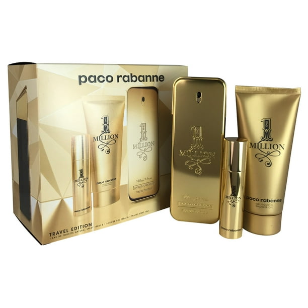 Paco Rabanne - 1 Million for Men by Paco Rabanne 3.4 oz EDT 3 Pc Travel ...