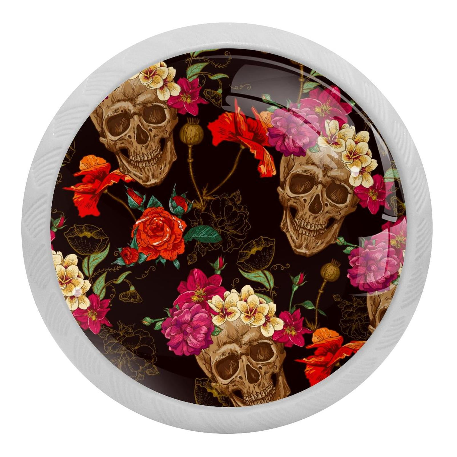 4PCS Round Skull Cabinet Fluorescence Knob Glowing in the Dark ...