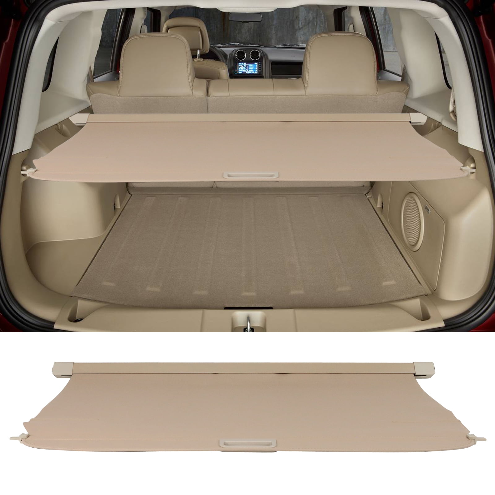 Ikon Motorsports Rear Cargo Cover Compatible With 2007-2017 Jeep ...