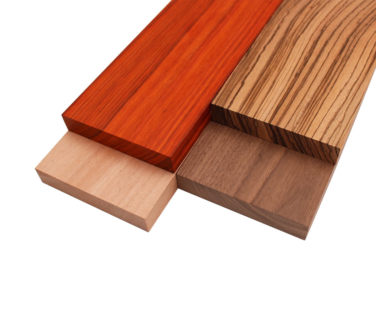 Imported Exotic Hardwood Variety Pack - Zebrawood, Walnut, Padauk ...