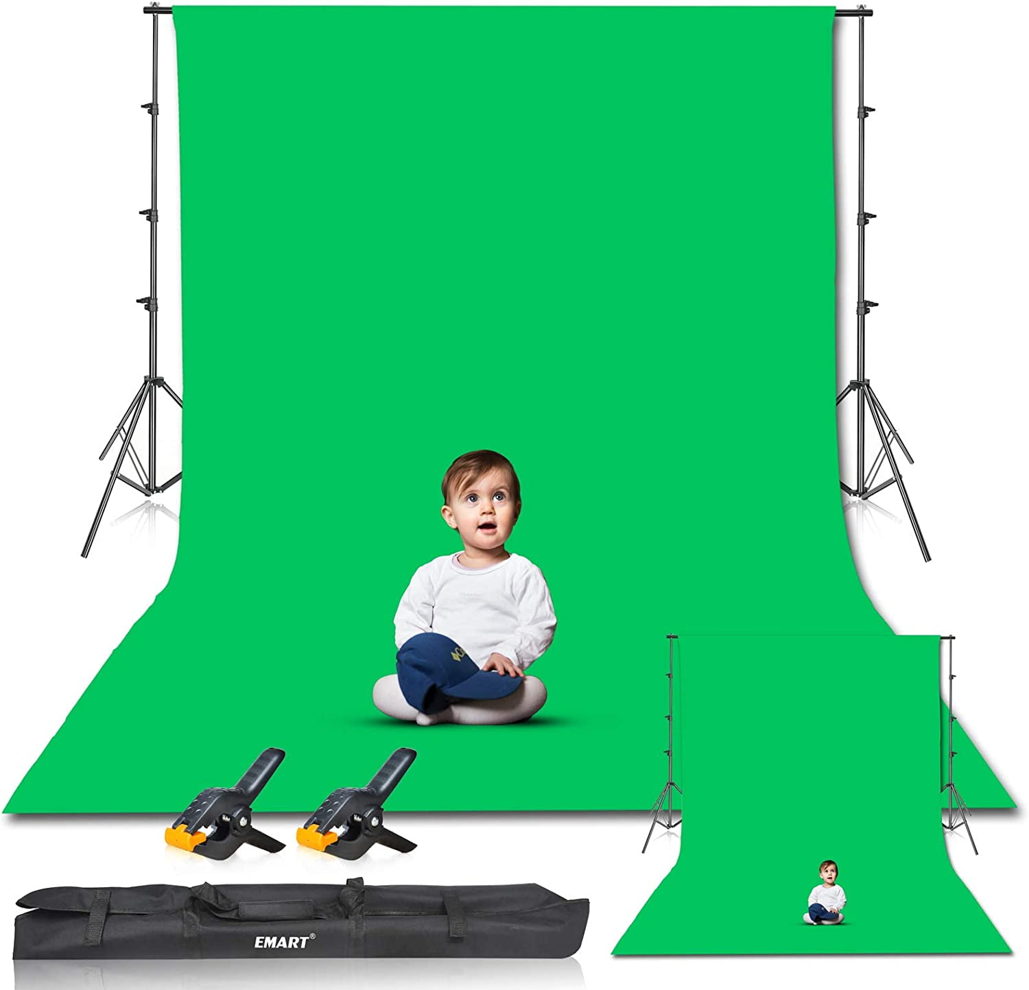 EMART Photo Video Studio 8.5 x 10ft Green Screen Backdrop Stand Kit ... EMART Photo Video Studio 8.5 x 10ft Green Screen Backdrop Stand Kit ...