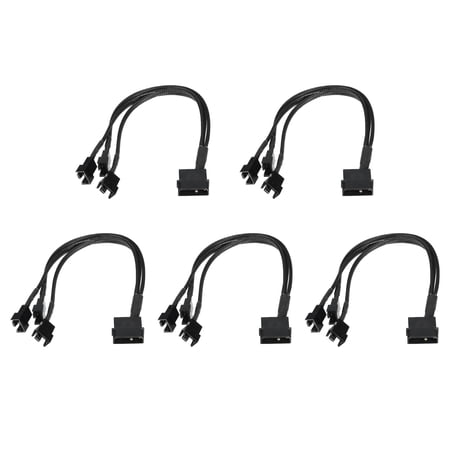 PC Fan Power Splitter Cable 4 Pin IDE to 3X 4 Pin Fan Connector Sleeve ...