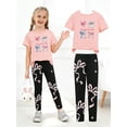 GobdXE Girls "Happy Every Day" Bow Print T-Shirt & Leggings Set Color ...