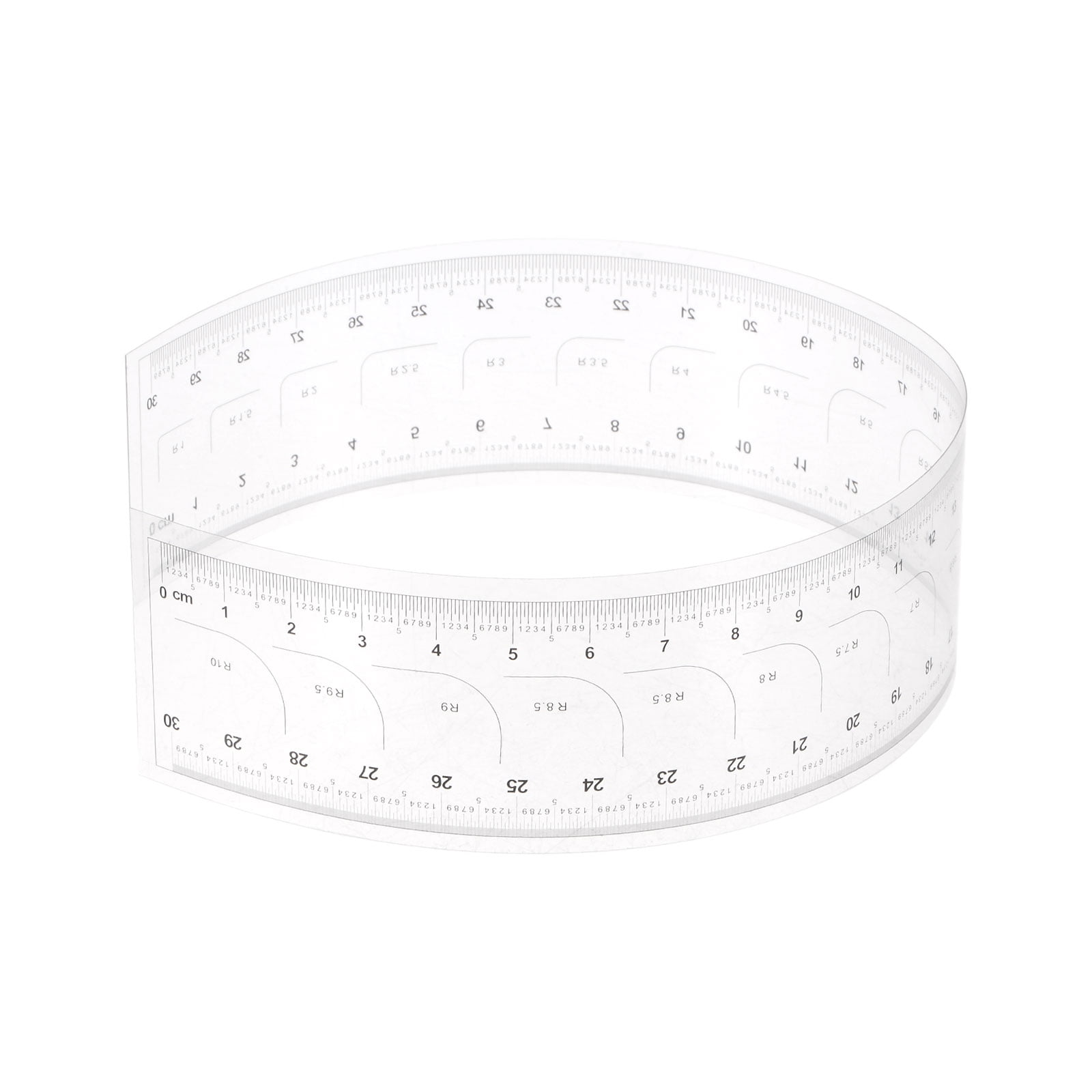 Uxcell Flexible Ruler 30cm 0.1mm Scale with R Angle PET Plastic Covered ...