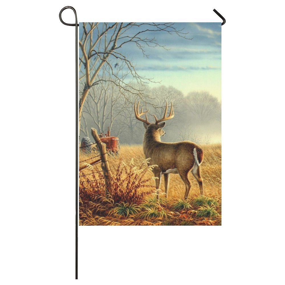 MYPOP Fall Harvest Field with Deer Garden Flag Outdoor Banner 28 x 40 ...