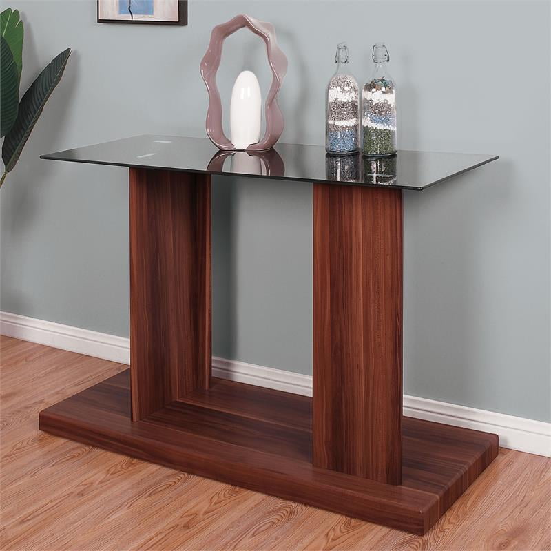 Furniture of America Thame Contemporary Glass Top Console Table in Dark ...