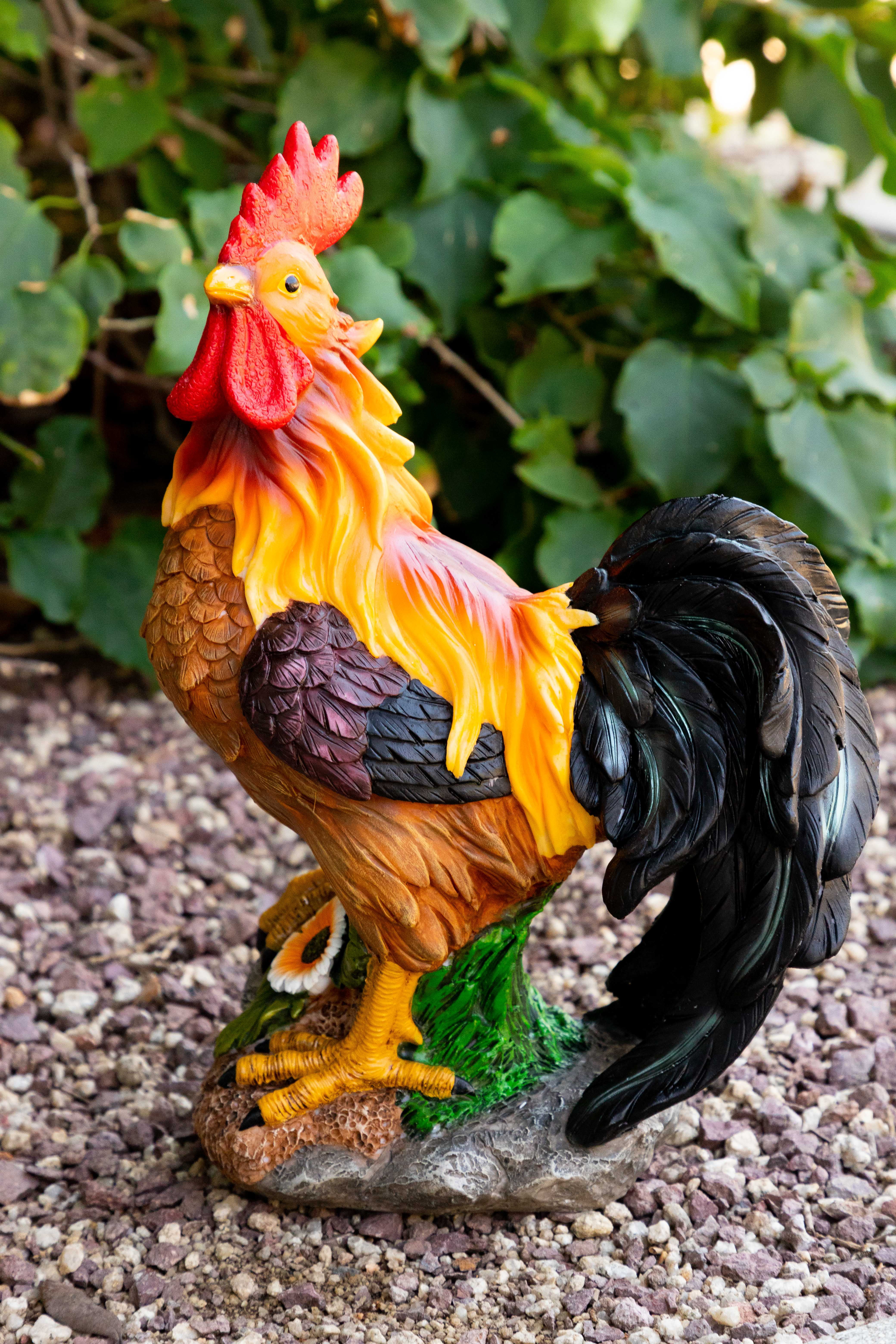 Alpine Rooster with Flower Statue, 10 Inch Tall - Walmart.com
