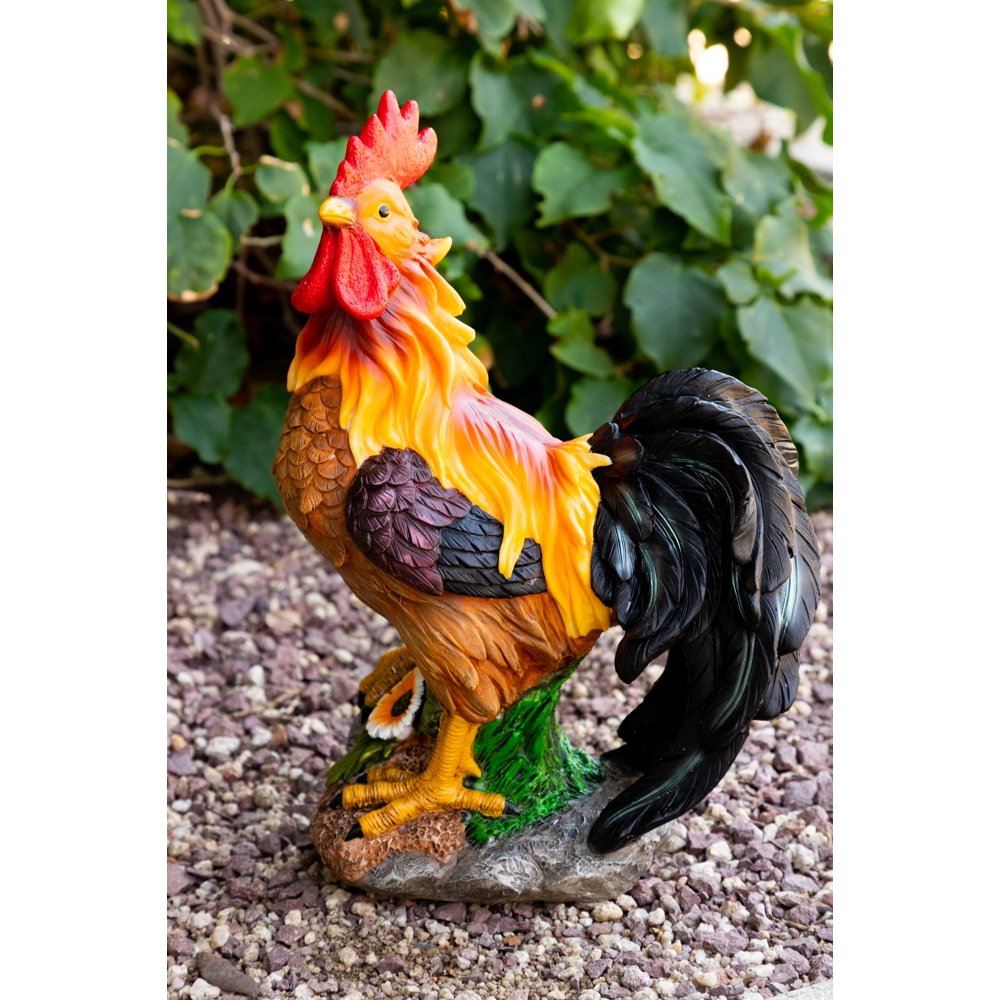 Alpine Rooster with Flower Statue, 10 Inch Tall - Walmart.com - Walmart.com