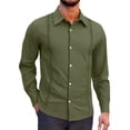 Yusimy Mens Casual Long Sleeve Linen Shirt Solid Color Lapel Button ...