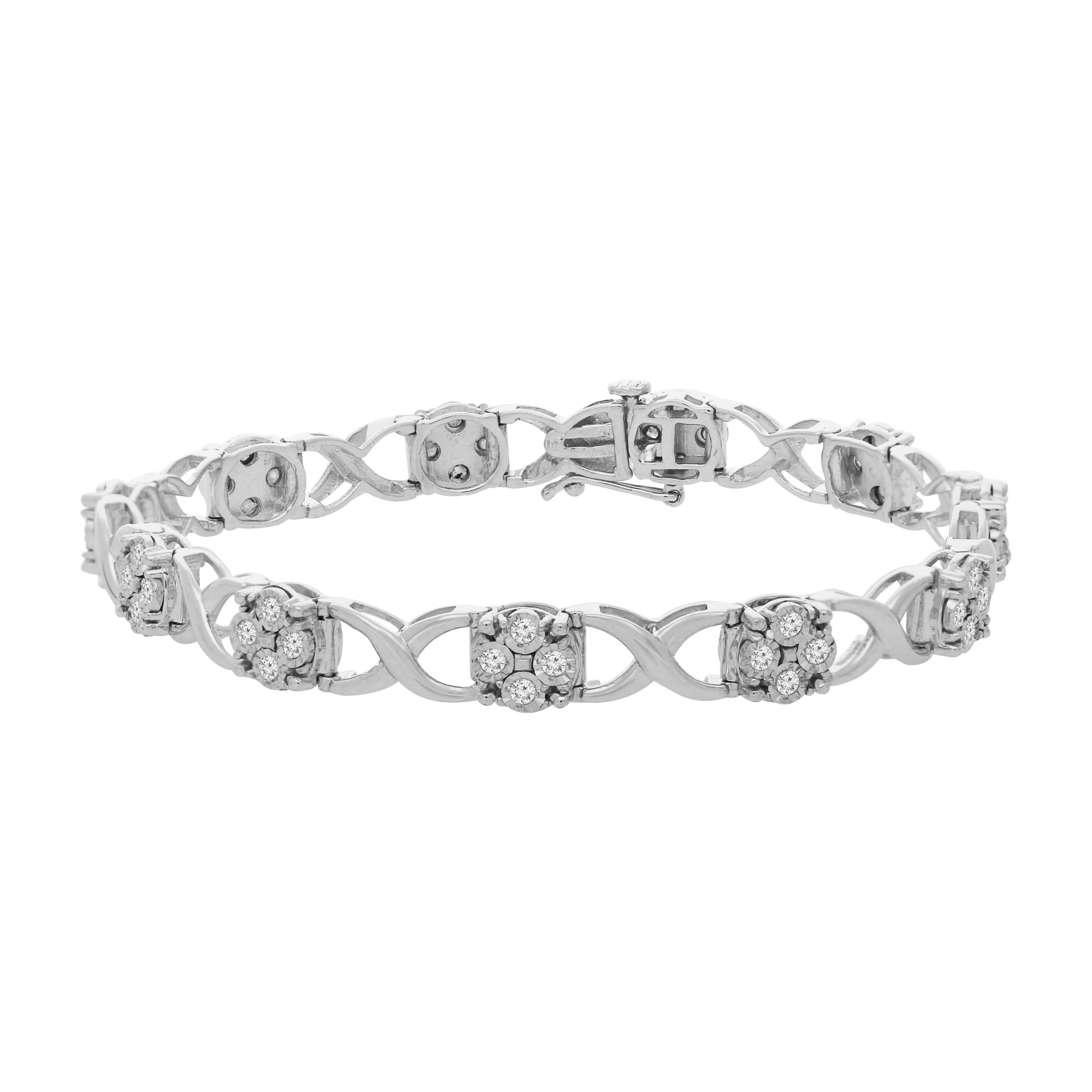 Sterling Silver 1.20ct TDW Round Cut Diamond Love Locks Bracelet (I-J ...