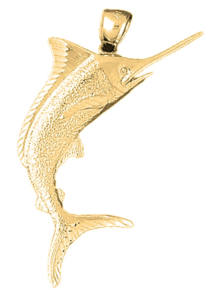 18K Yellow Gold Marlin Pendant - 46 mm - Walmart.com