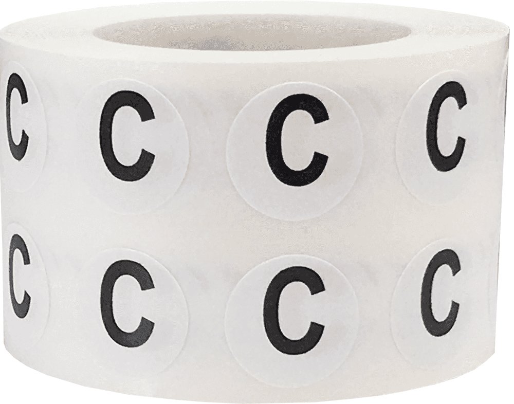 Letter C Inventory Labels .5 Inch Round Circle Dots 1,000 Adhesive ...