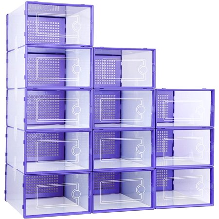 Clear Plastic Stackable Shoe Storage Boxes for Closet Purple, Shoe ...
